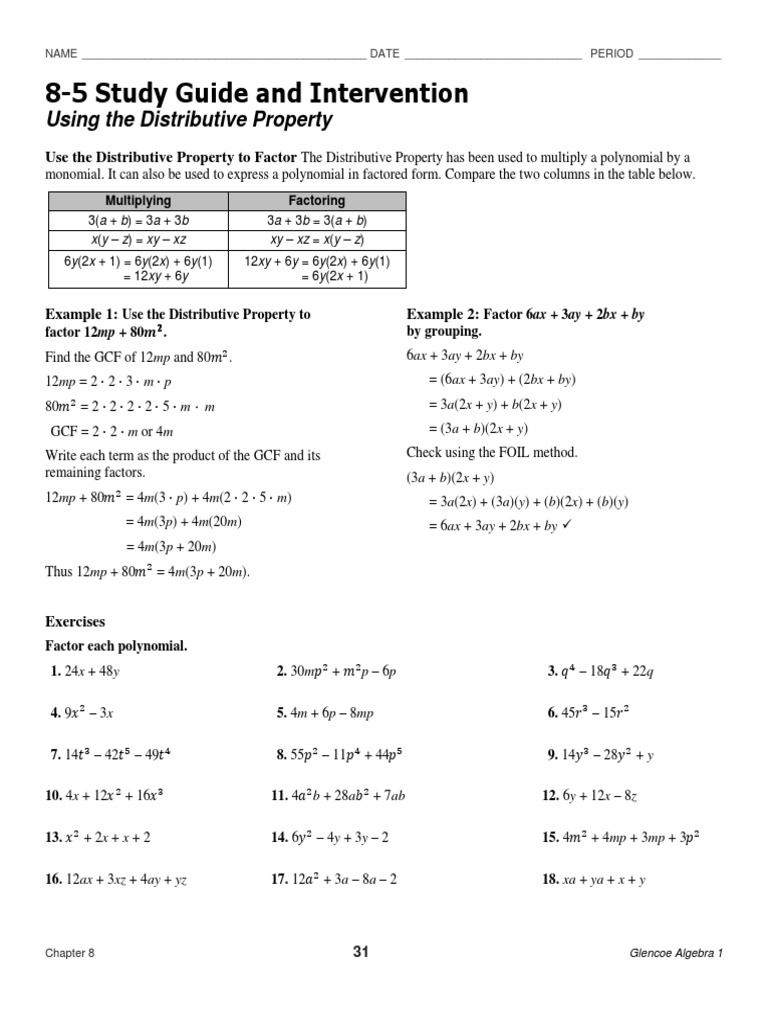 Factoring Study Guide | PDF