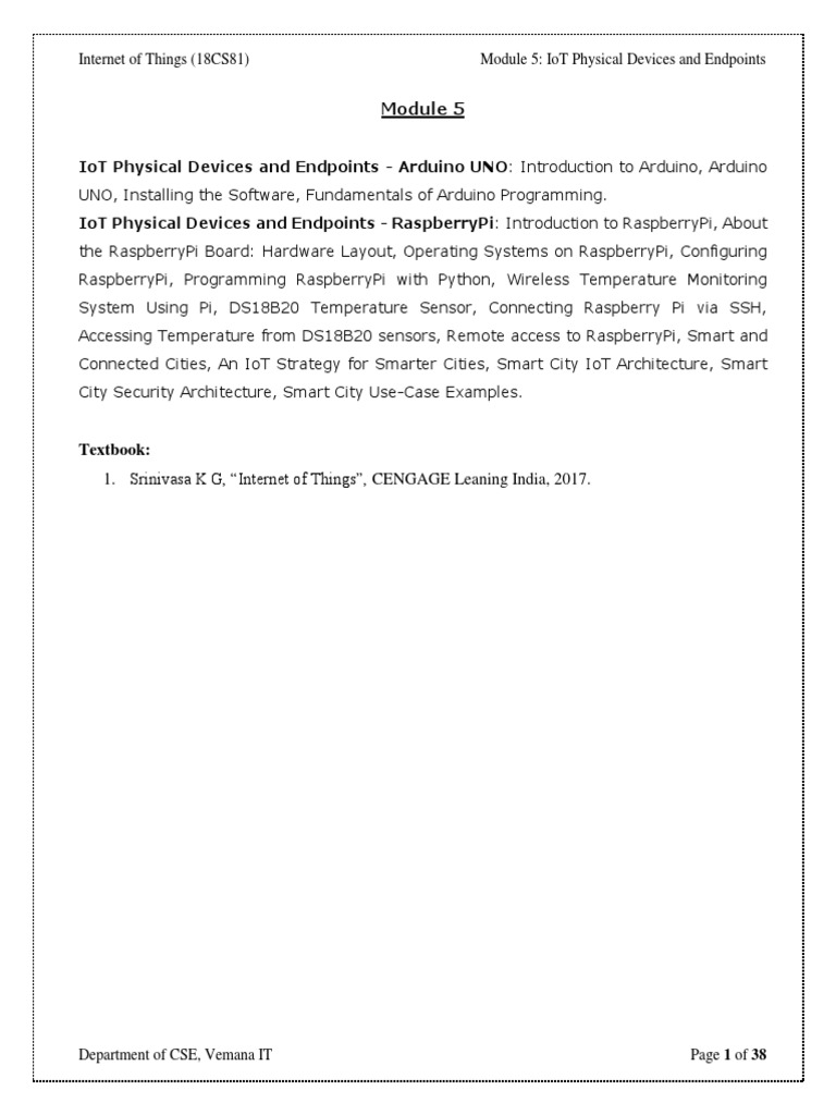 18CS81 IOT Module 5 Notes | PDF