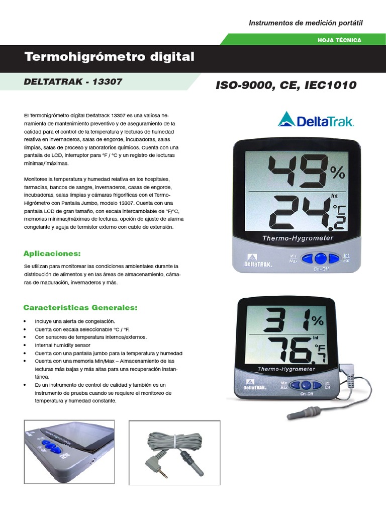 Termohigrómetro Digital Deltatrak 13307 | PDF