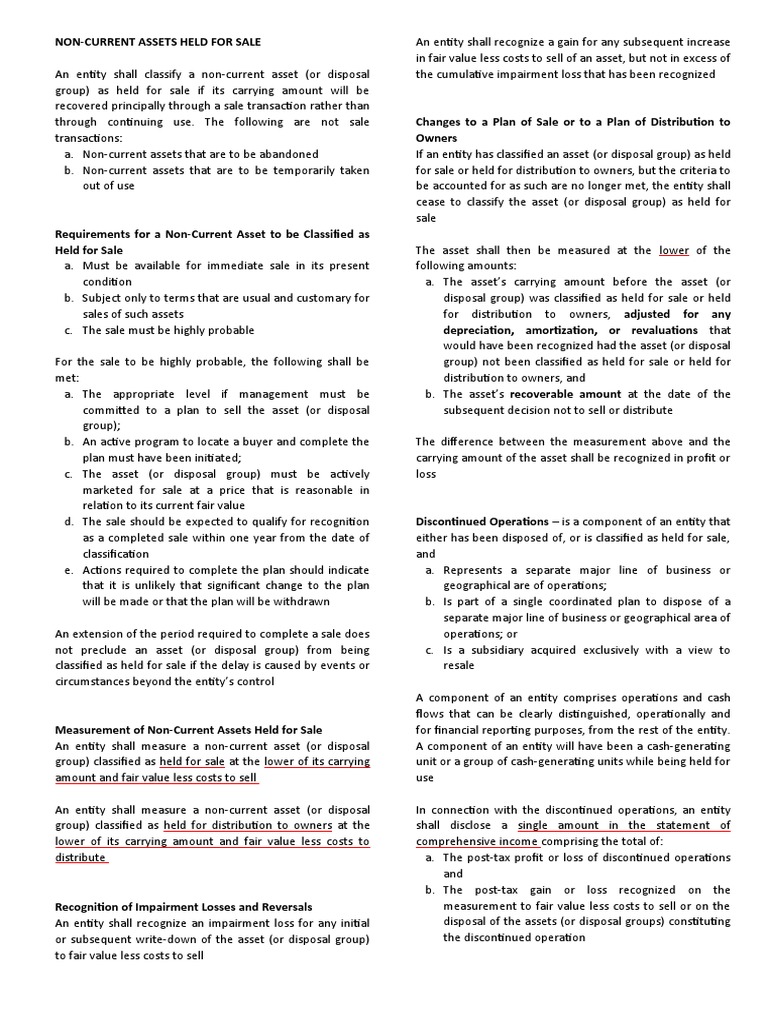 Criteria for Non-Current Assets Sale | PDF | Depreciation | Net Income