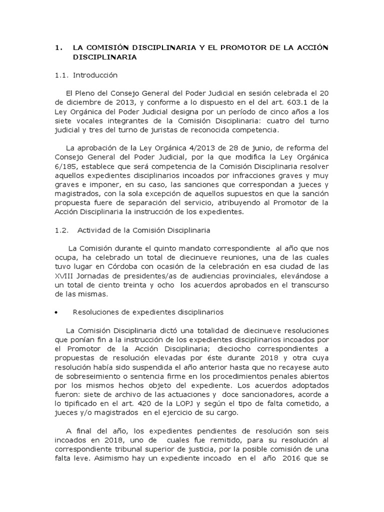Comision Disciplinaria Del CGPJ-2018 | PDF