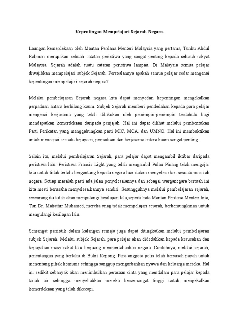 Kepentingan Mempelajari Sejarah Negara Pdf Politik