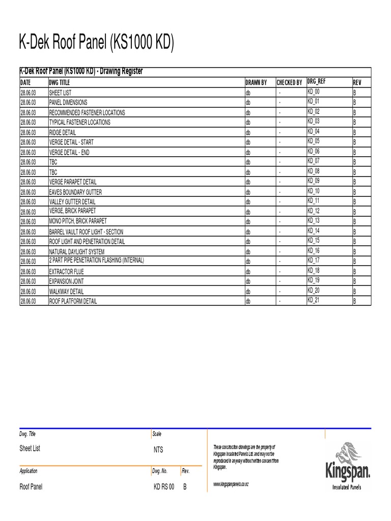 KS100 KD K Dek Details STD Q2 2013 | PDF | Roof | Pipe (Fluid Conveyance)