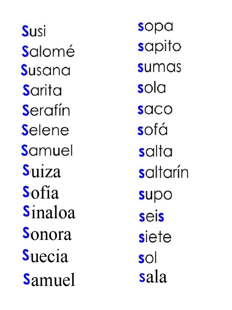 Palabras Con Ss | PDF