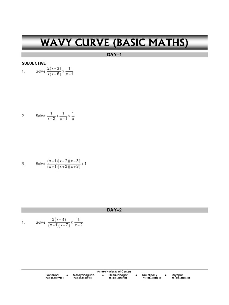 Wavy Curve - Basic Maths - Adv | PDF | Algebra | Mathematical Concepts