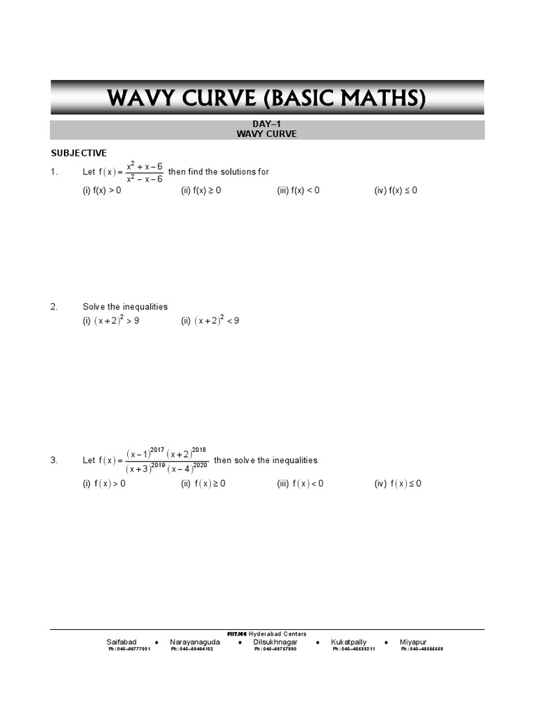 Wavy Curve Method Practice Questions | PDF