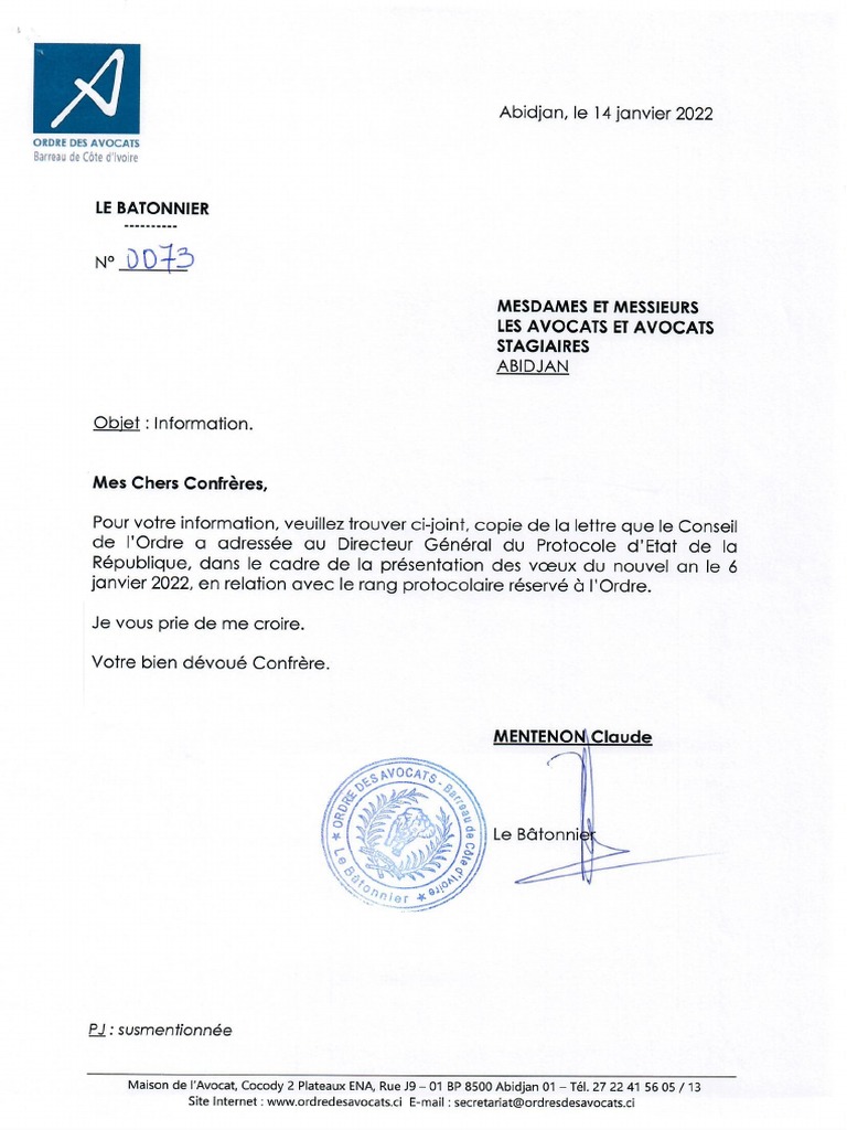 Lettre Au Protocole D'etat | PDF