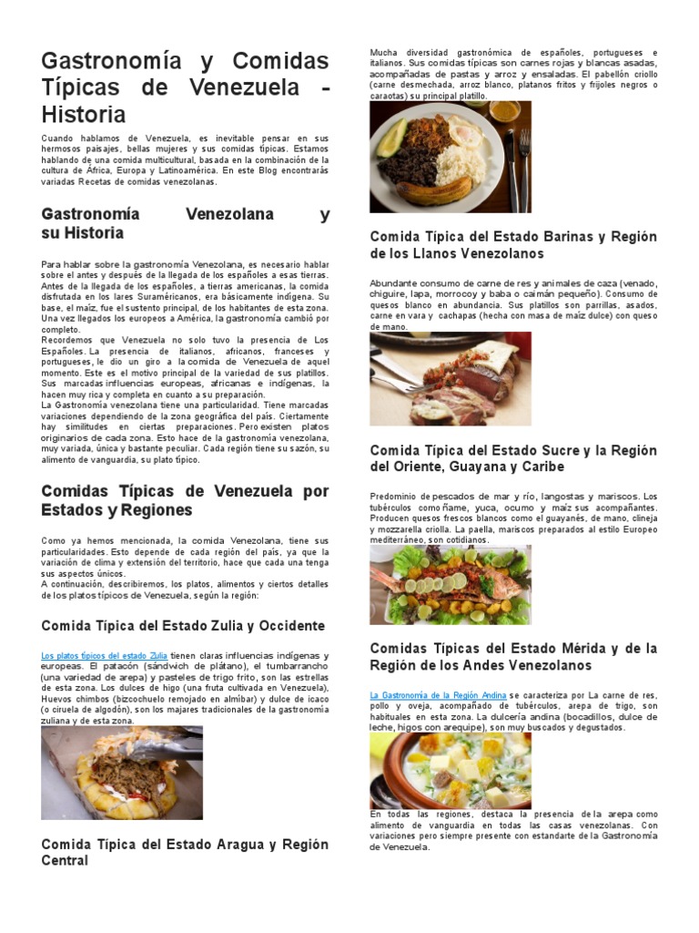 Gastronomía y Comidas Típicas de Venezuela | PDF | Maíz | Venezuela