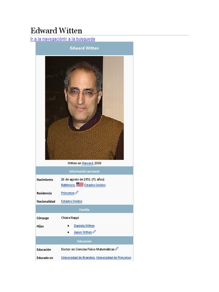 Edward Witten | PDF | Teorías cientificas | Matemáticas