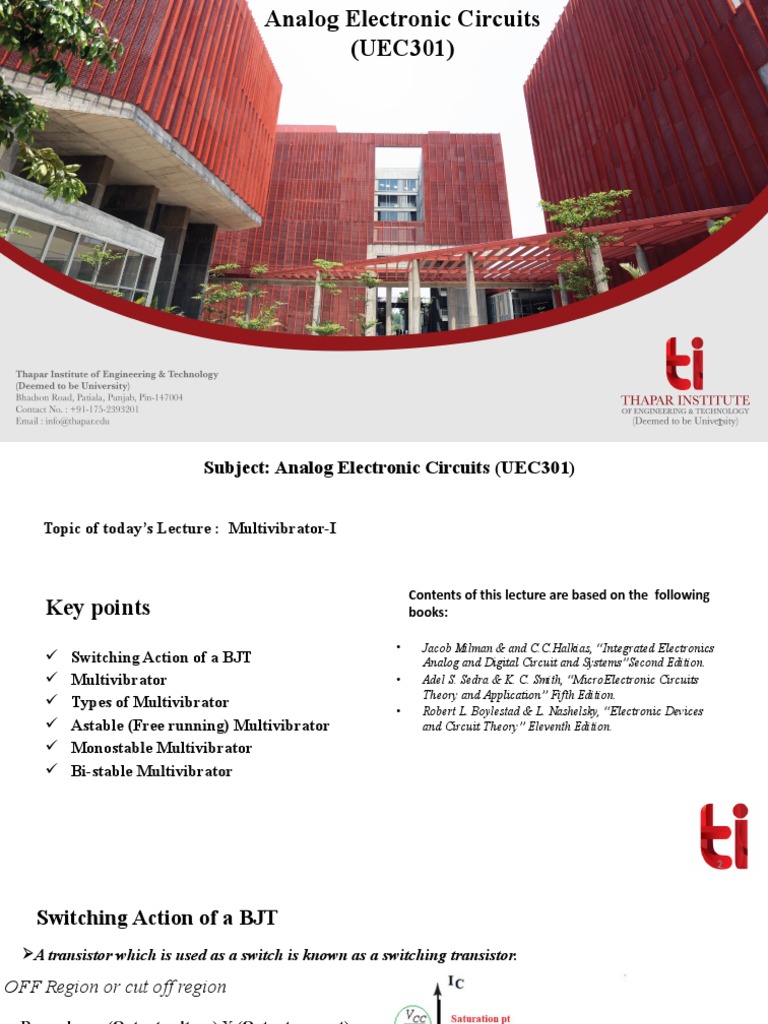 Lecture 8, 9 and 10 On Multivibrator | PDF | Analog Circuits | Electronics