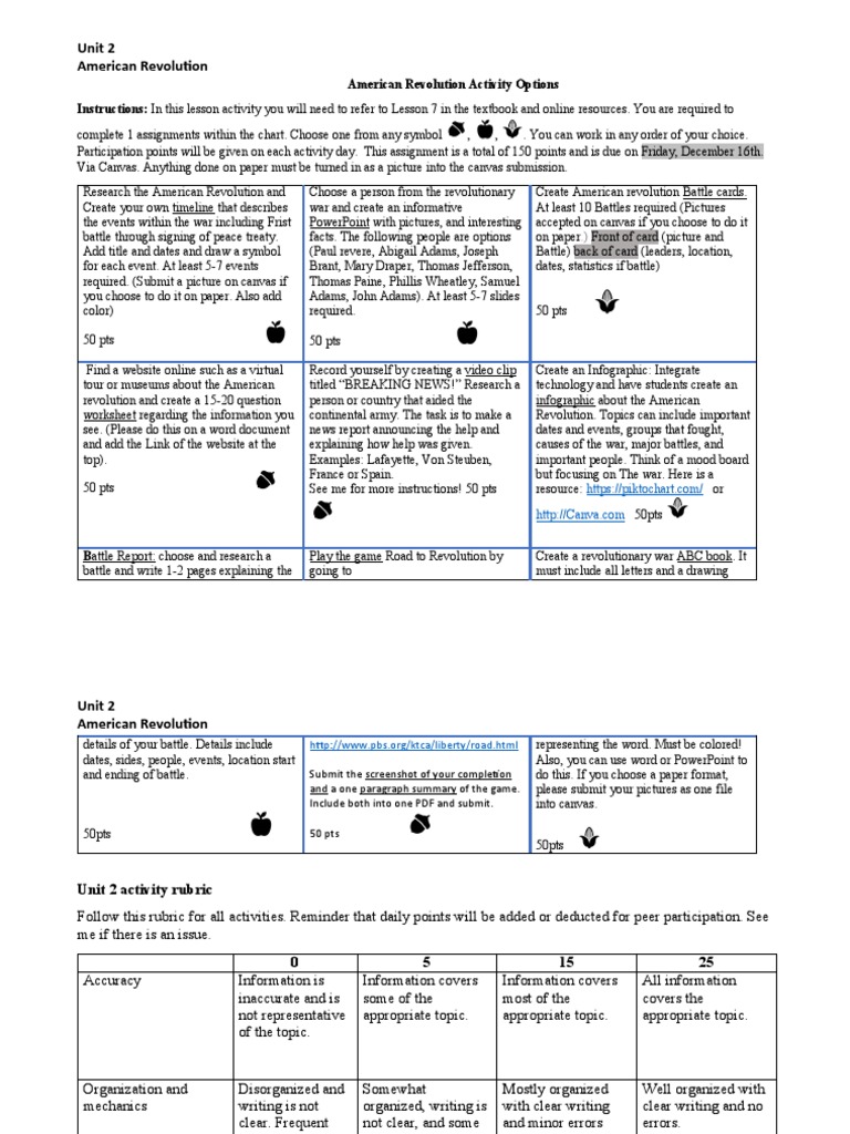 Unit 2 Tic Tac Toe Activity_Adapted | PDF