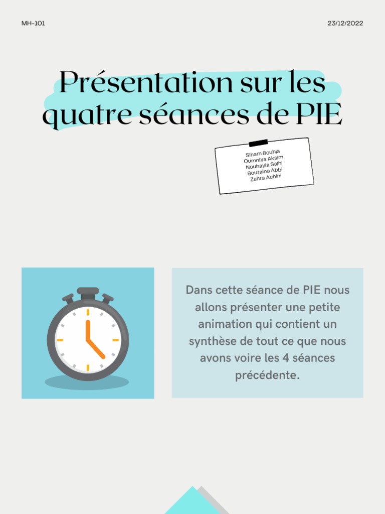 Présentation Sur Les Quatres Seances de PIE | PDF