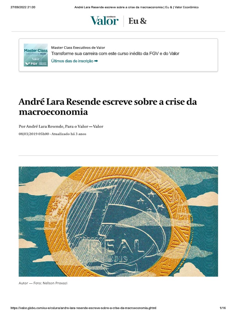 André Lara Resende Escreve Sobre A Crise Da Macroeconomia | PDF