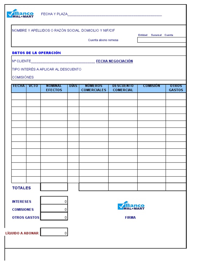 Documento Remesa Efectos - Vacia | PDF
