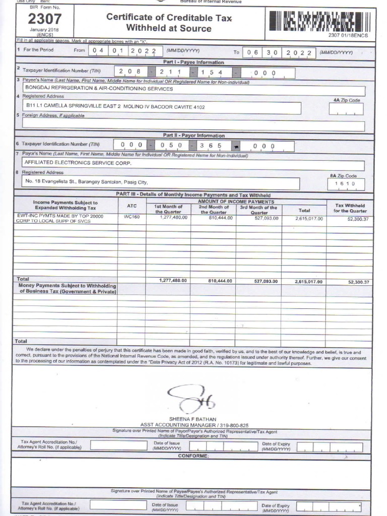 2307 2ND Quarter Bongdaj619 | PDF