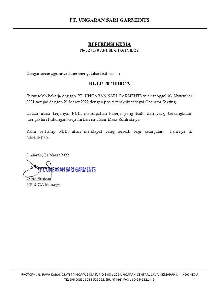 Ungaran Sari Garment RULI | PDF