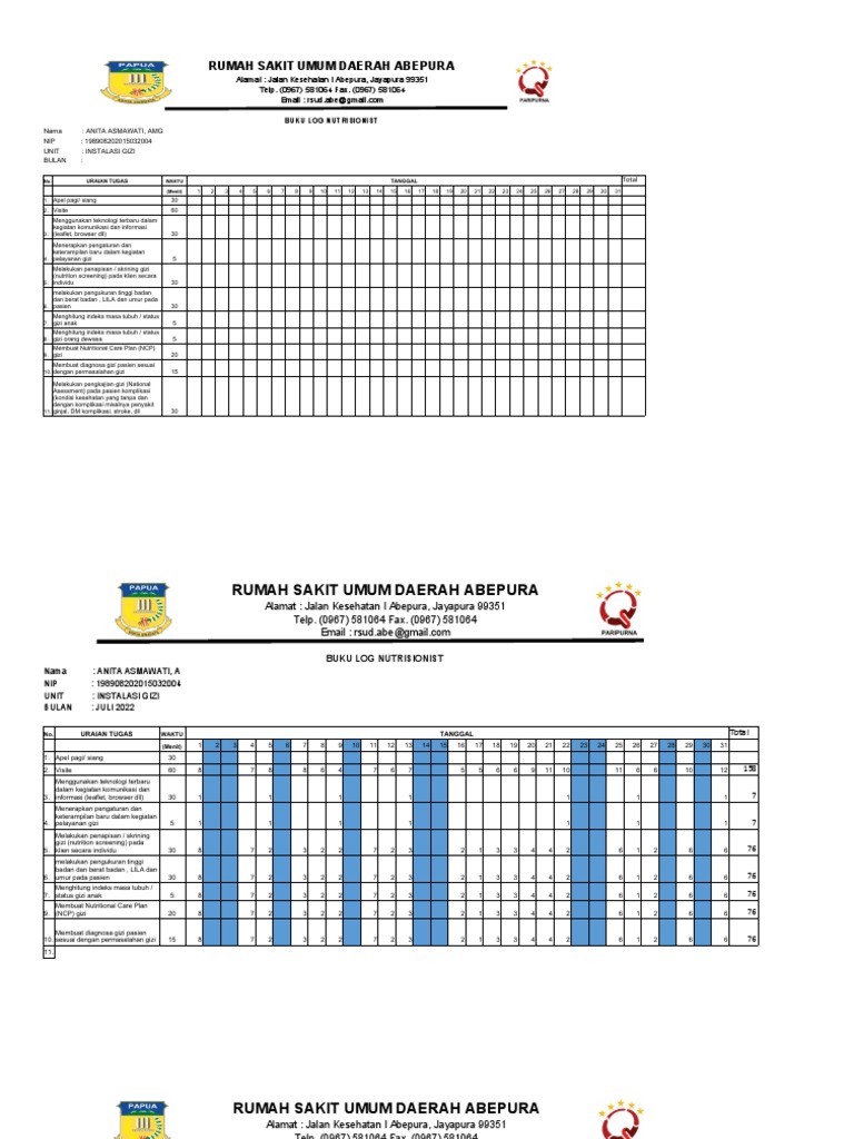 Form Logbook Gizi | PDF