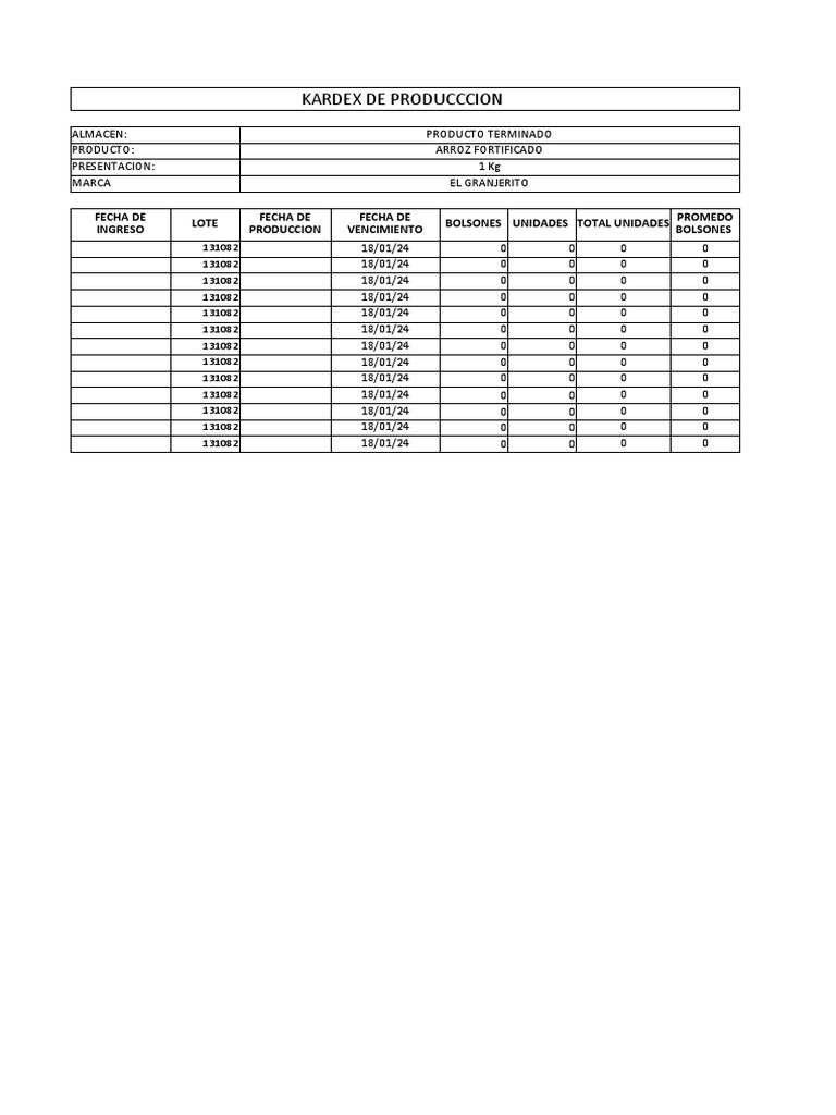 Kardex de Producto Terminado Proinsaf - 2023 | PDF