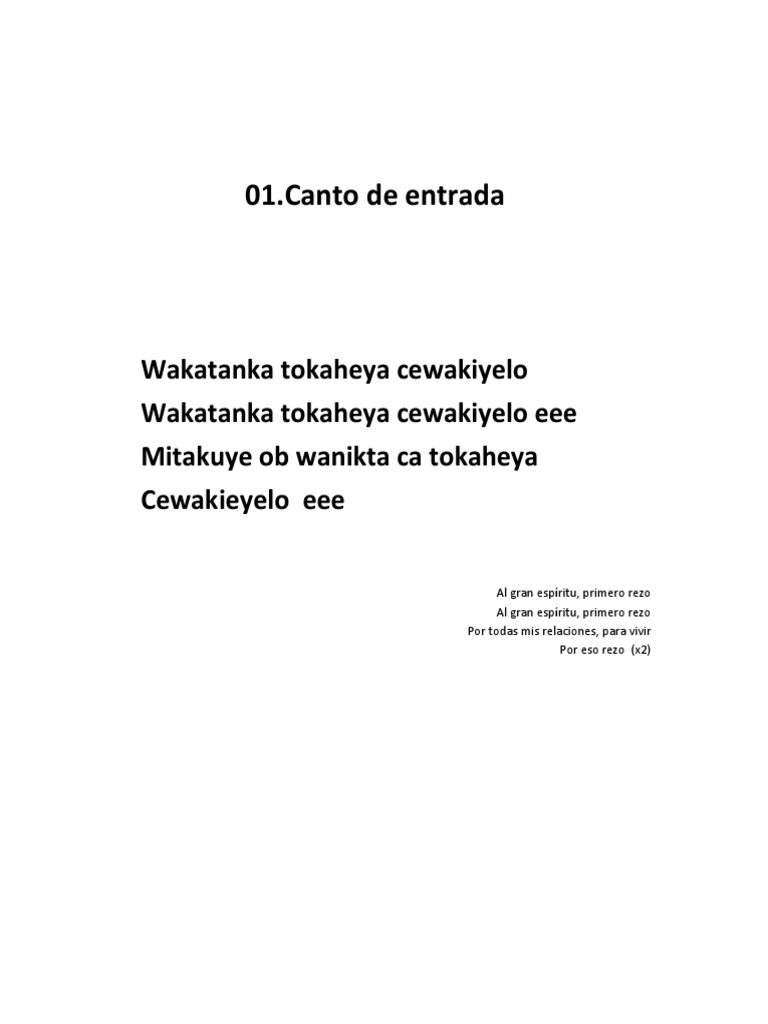 Letras de Cantos Medicina Mex. | PDF