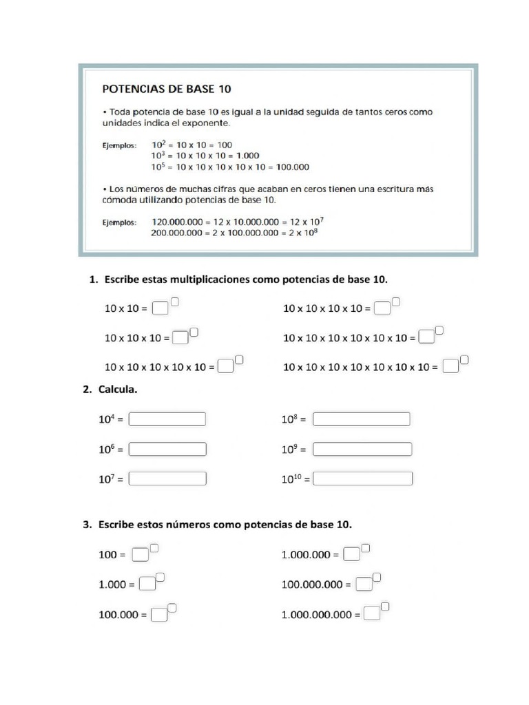 Potencias Base 10 | PDF