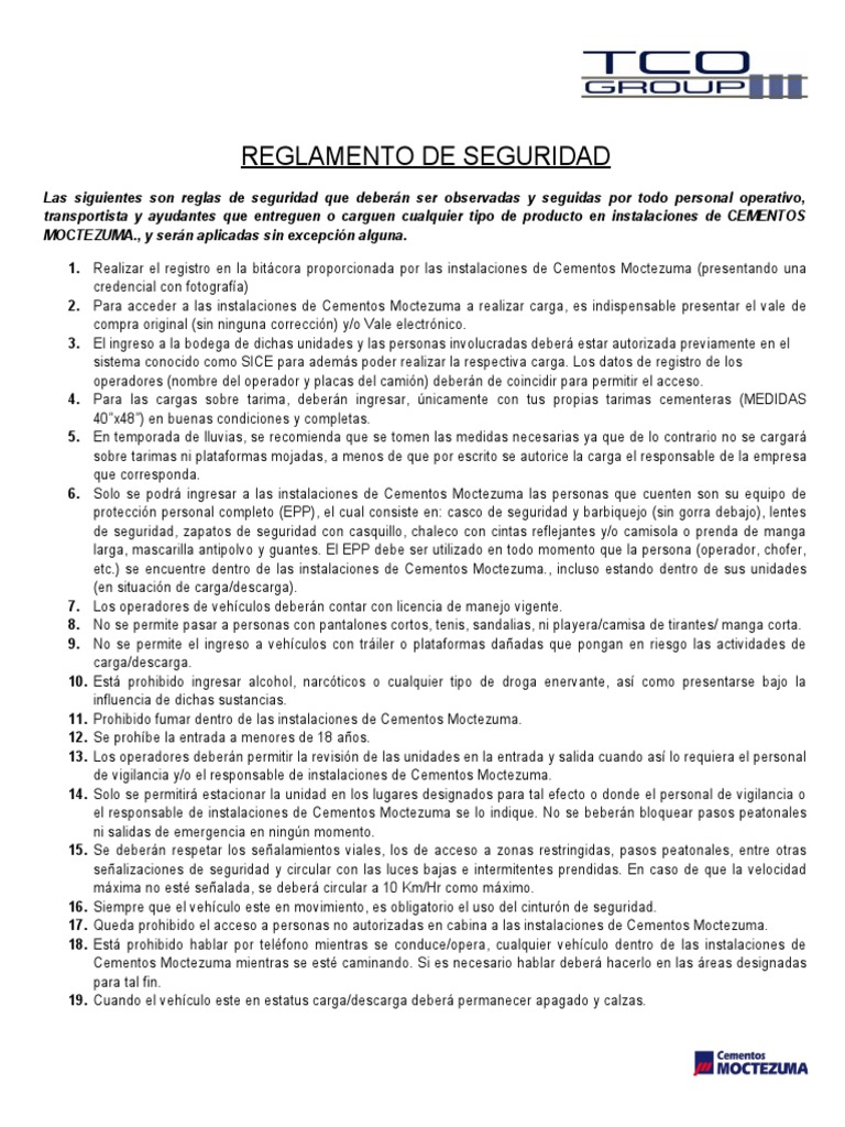 Reglamento de Seguridad Bodegas | PDF