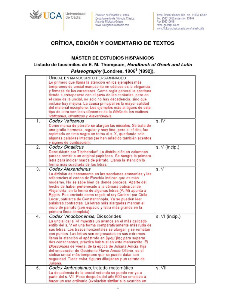 Tema Práctico 4. Unciales Códices Imágenes Completa | PDF