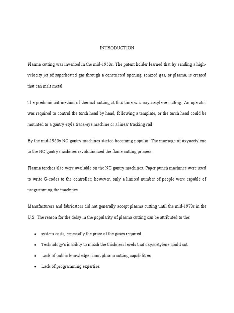 Plasma Cutting Was Invented in The Mid | PDF
