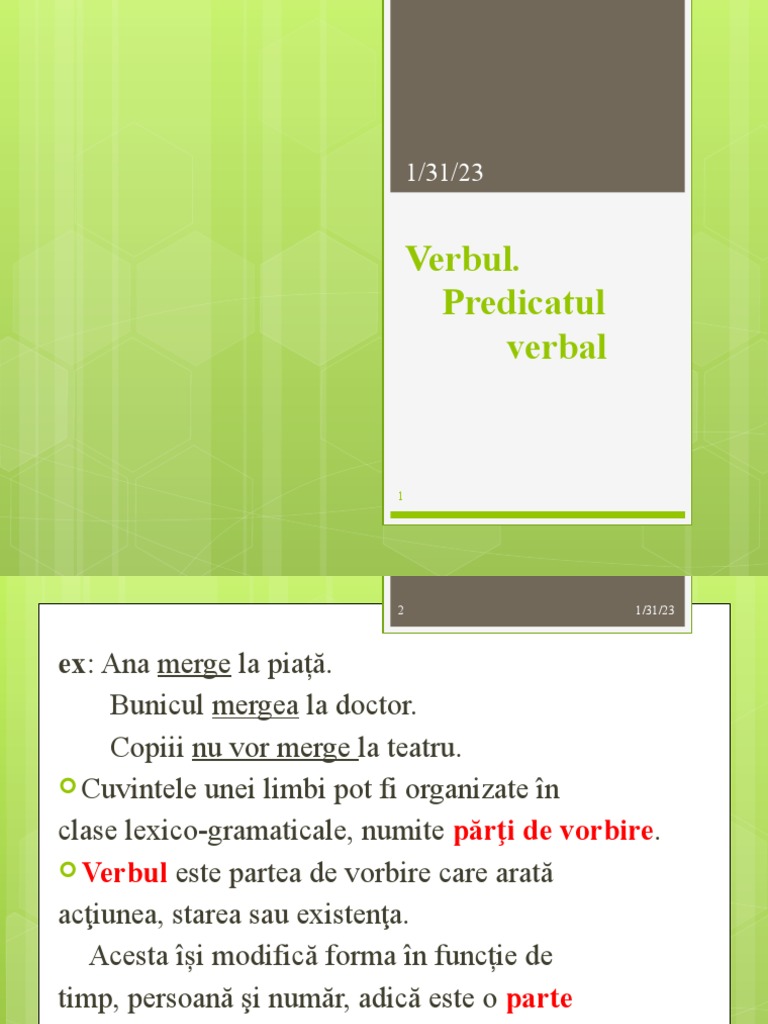 Verbul. Predicatul Verbal | PDF
