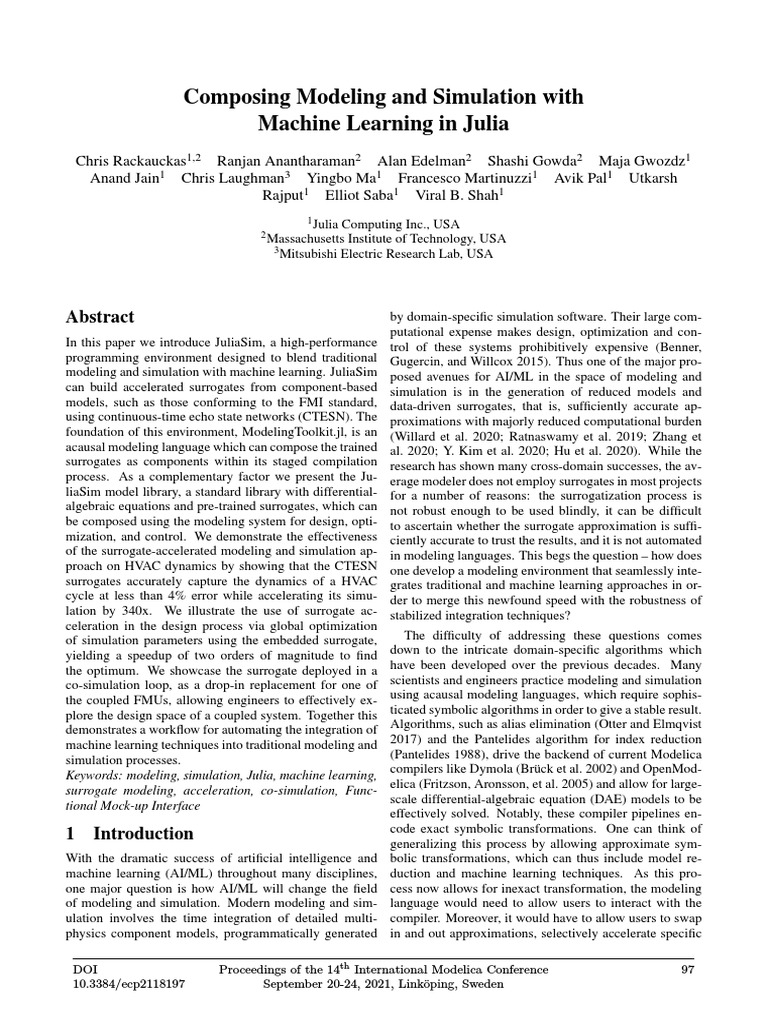 Composing Modeling and Simulation With Machine Learning in Julia | PDF | Simulation ...
