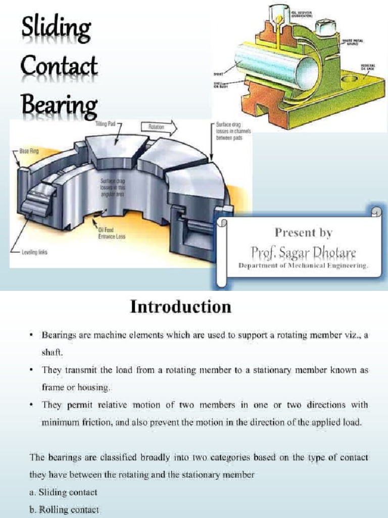Sliding Contact Bearing Theory Prof Sagar Dhotare | PDF