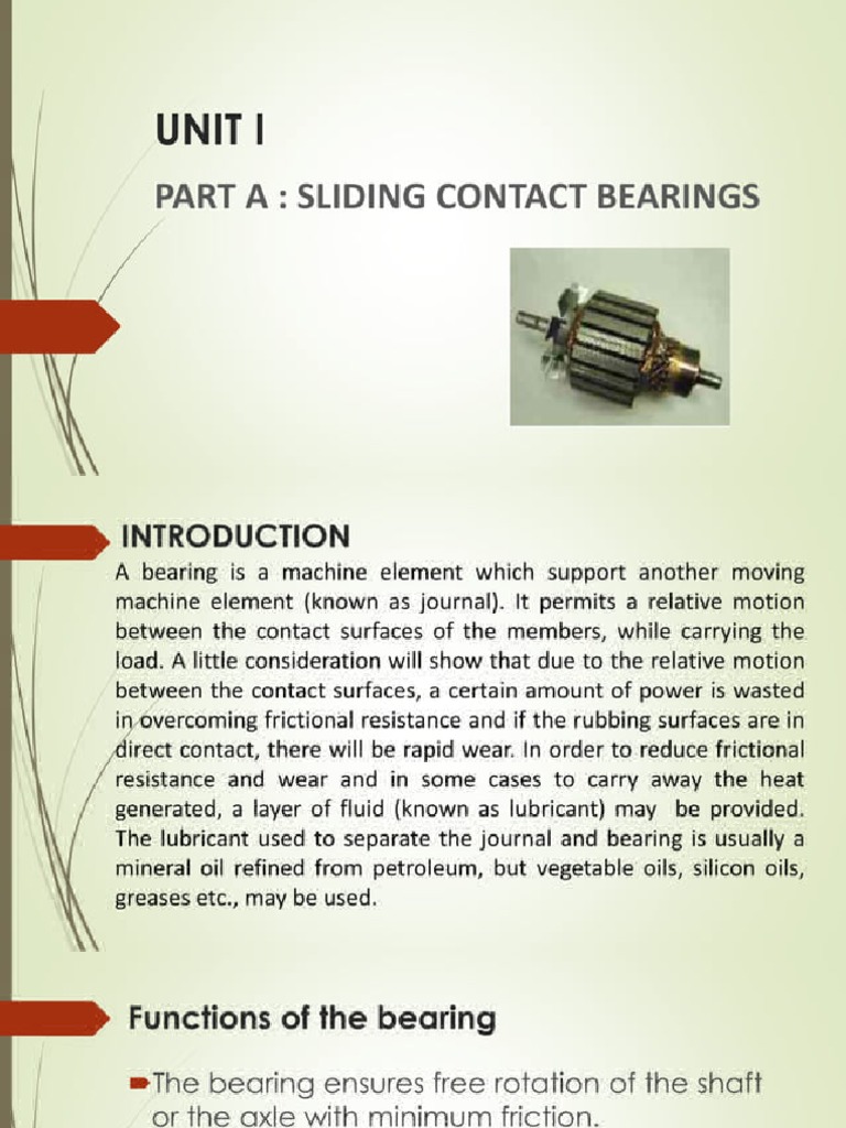 Sliding and Rolling Contact Bearings | PDF