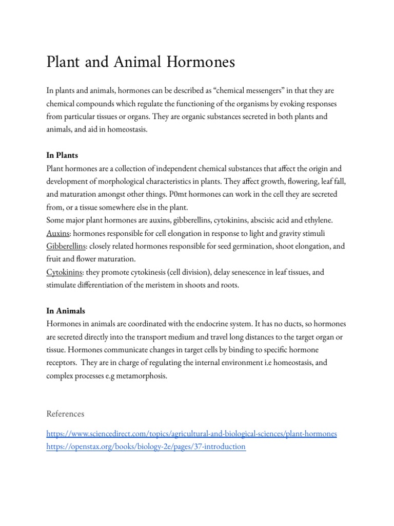 Plant and Animal Hormones | PDF