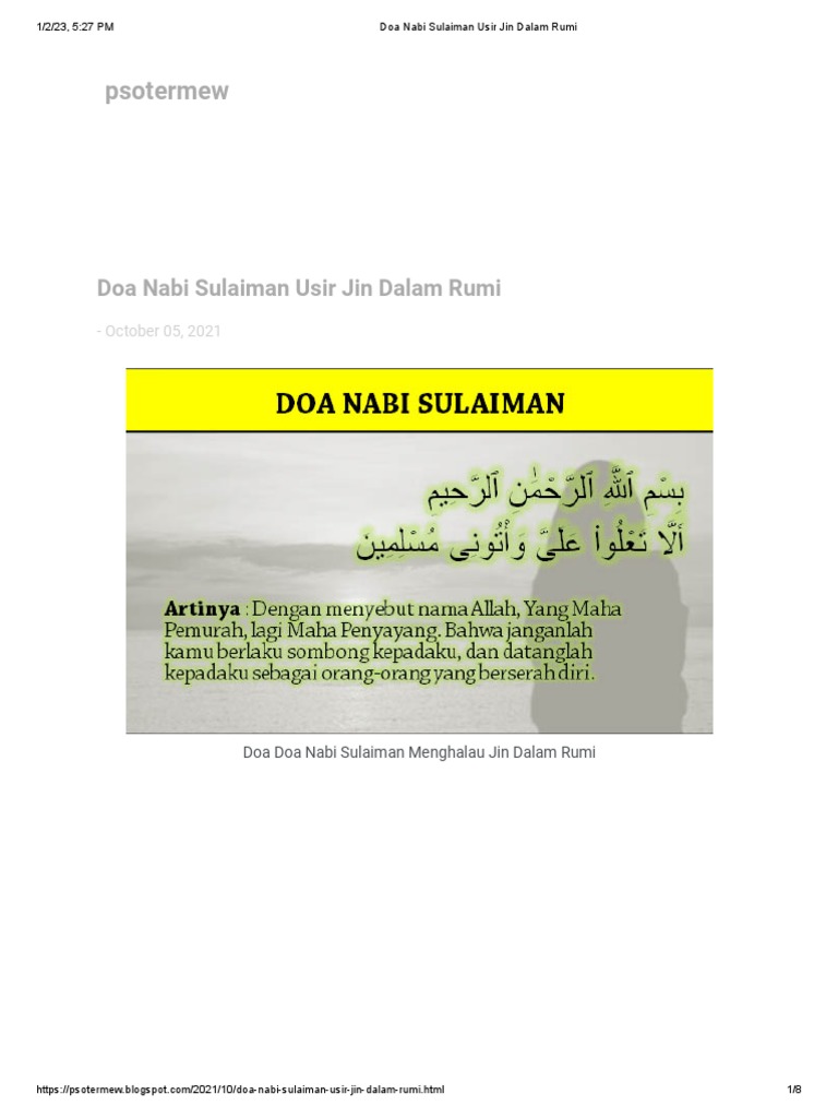 Doa Sulaiman Usir Jin dalam Rumi | PDF