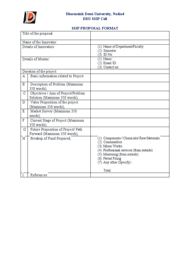 SSIP Proposal Format | PDF