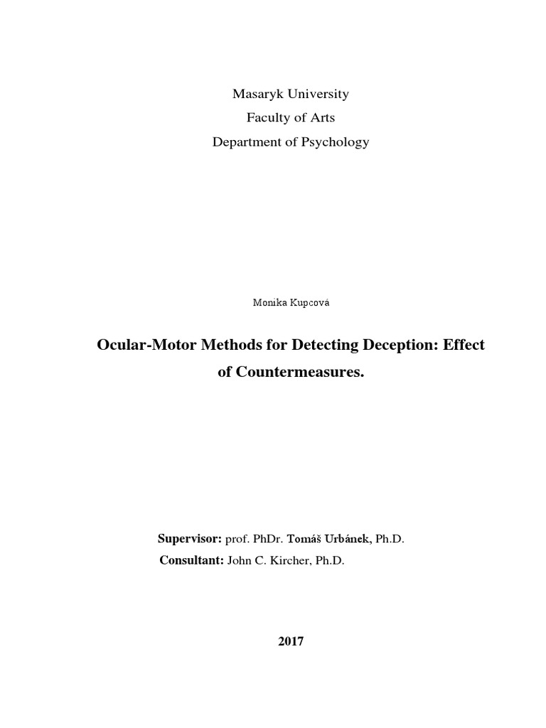 DP Ocular-Motor Methods For Detecting Deception Kupcova | PDF | Polygraph | Deception