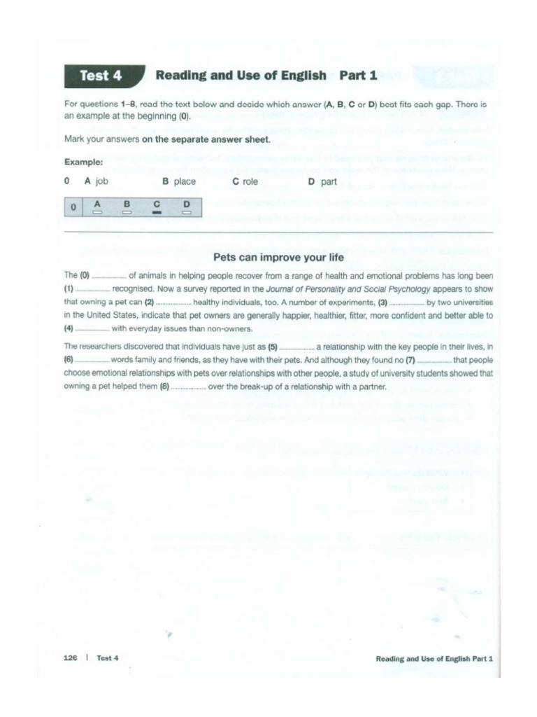 Reading and Use of English - Test 4 | PDF