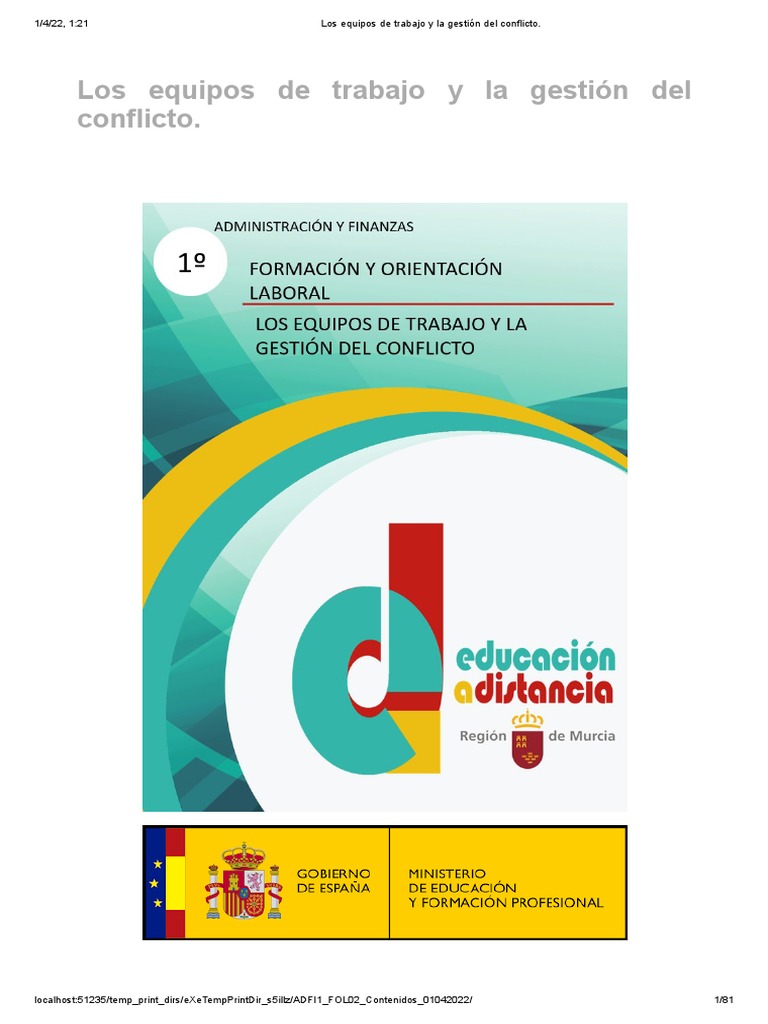 FOL02 - Los Equipos de Trabajo y La Gestión Del Conflicto. | PDF | Toma ...