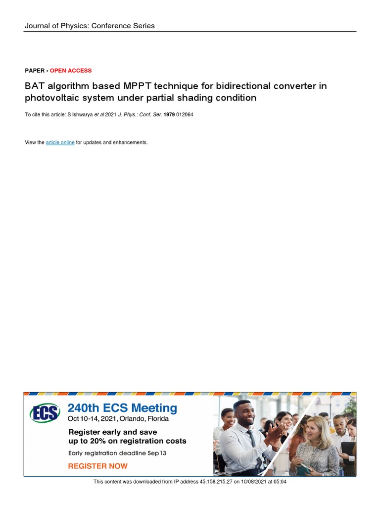 BAT 1 - Algorithm - Based - MPPT - Technique - For - Bidirection | PDF ...
