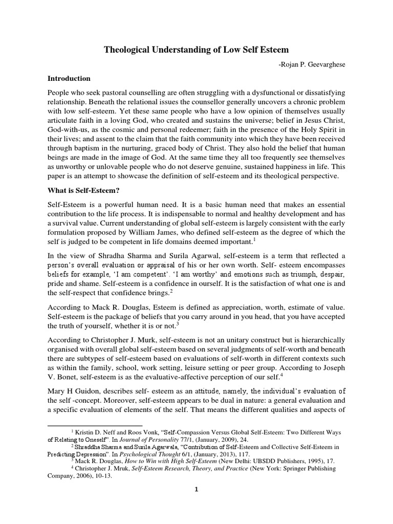 Theological Understanding of Low Self Esteem | PDF | Self Esteem ...
