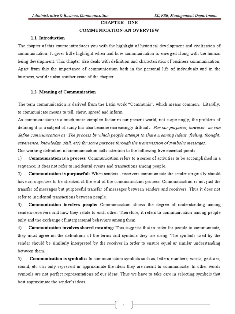 Chapter 1 Administration and Business Communication | PDF ...