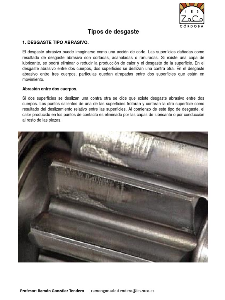 Tipos de Desgaste en Materiales | PDF | Corrosión | Fatiga (material)