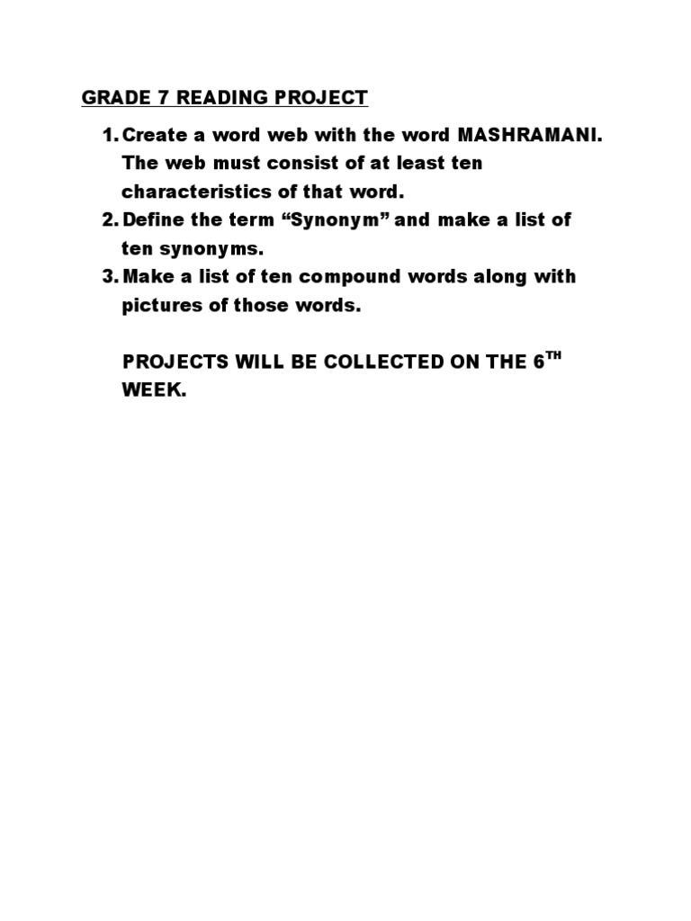 Grade 7 Reading Project Guidelines | PDF