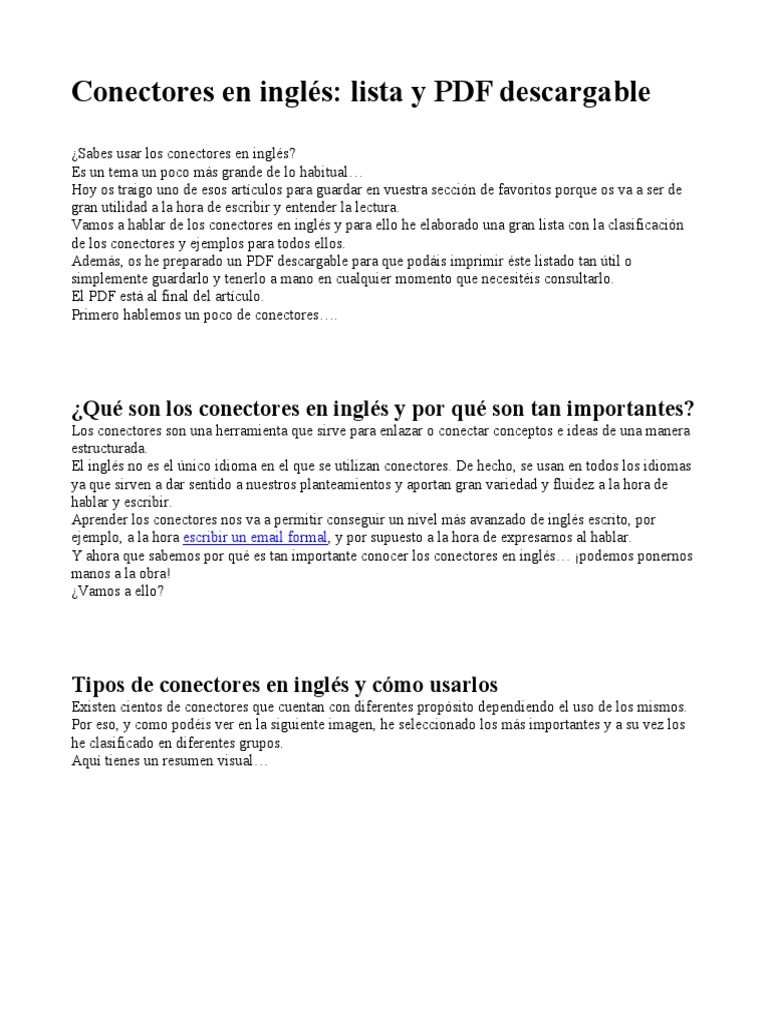 Conectores en inglés | PDF