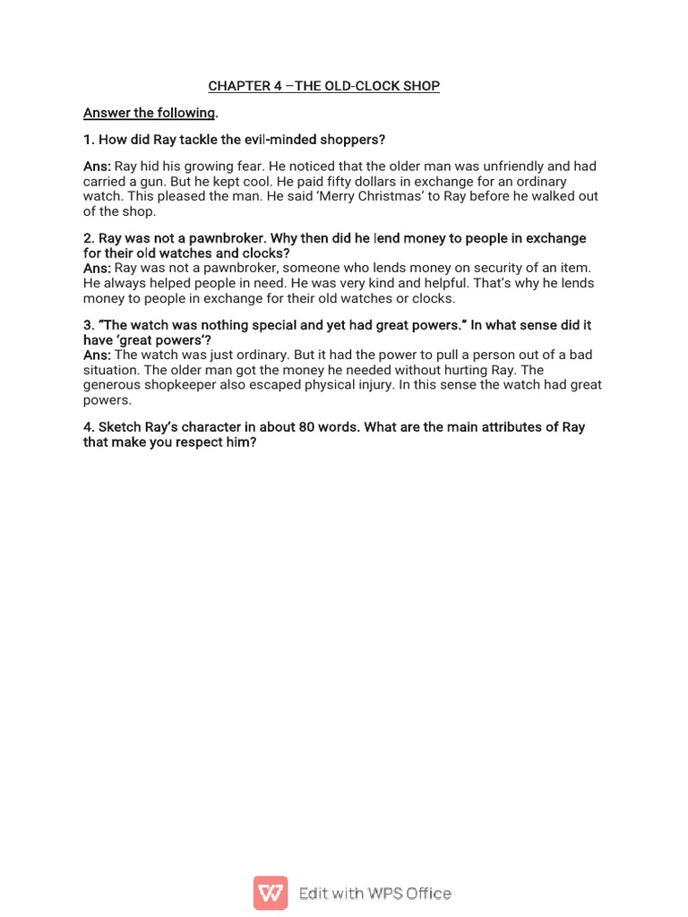 CHAPTER 4 Old Clock Shop | PDF | Self-Improvement