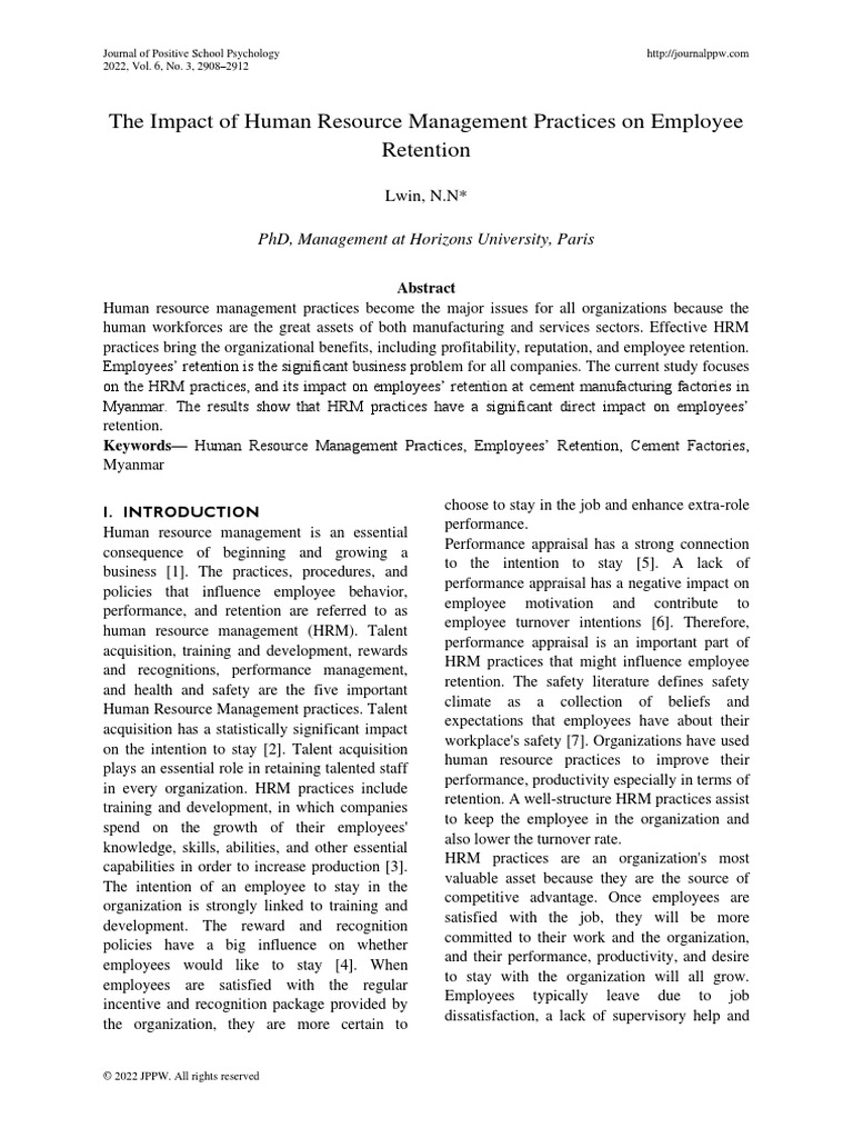 19 The Impact Of Human Resource Management Practices On Employee