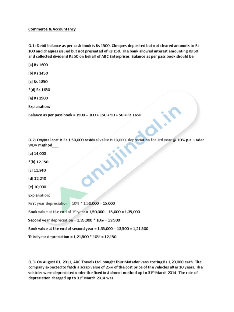 Commerce & Accountancy Expert: A Collection of Solved Multiple Choice Questions Related to ...