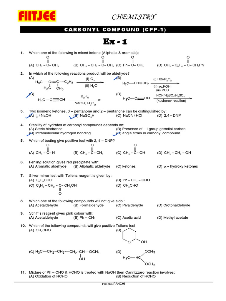 Carbonyl Compound CPP-1 | PDF | Aldehyde | Methyl Group