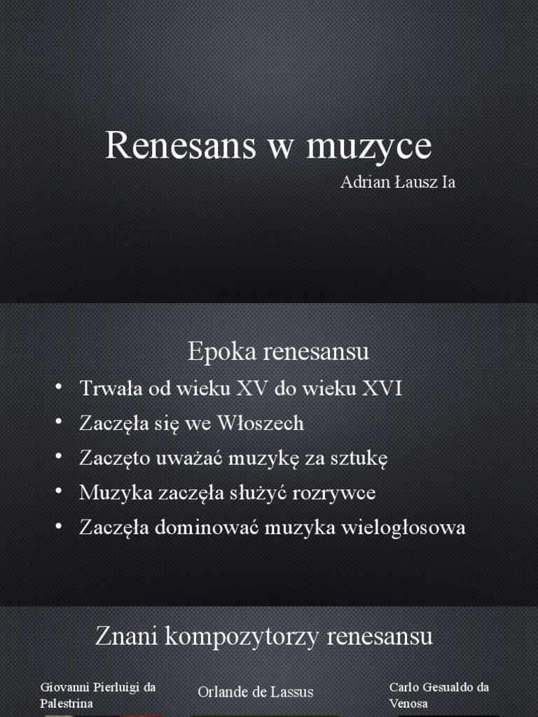 Renesans W Muzyce | PDF