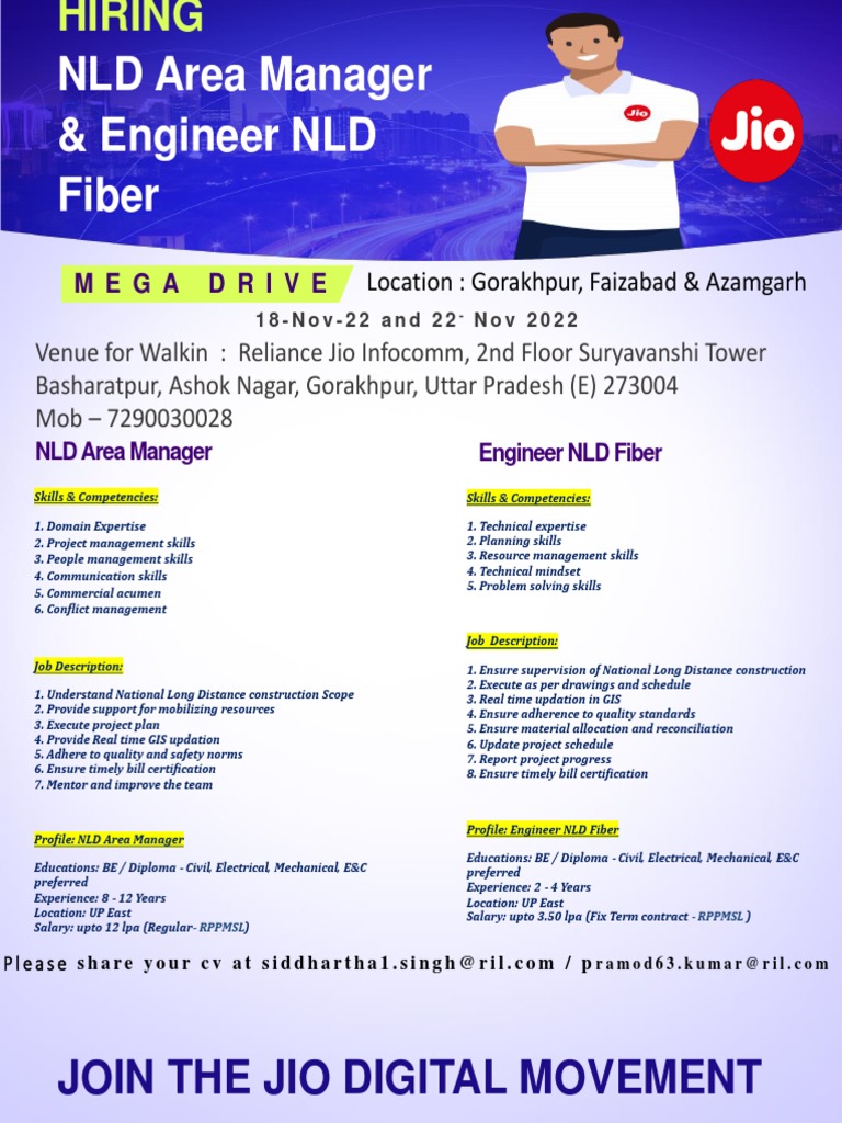 NLD Area Manager & Engineer Jobs in UP | PDF | Business