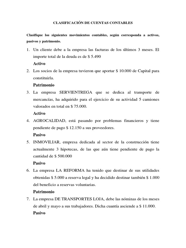 Clasificación de Cuentas Contables | PDF | Finanzas y dinero